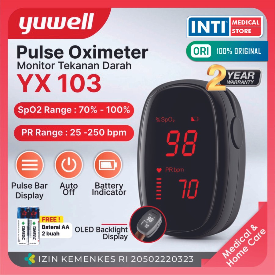 Jual Yuwell | Fingertip Pulse Oximeter YX 103 | Pulse Oxymeter YX103 ...