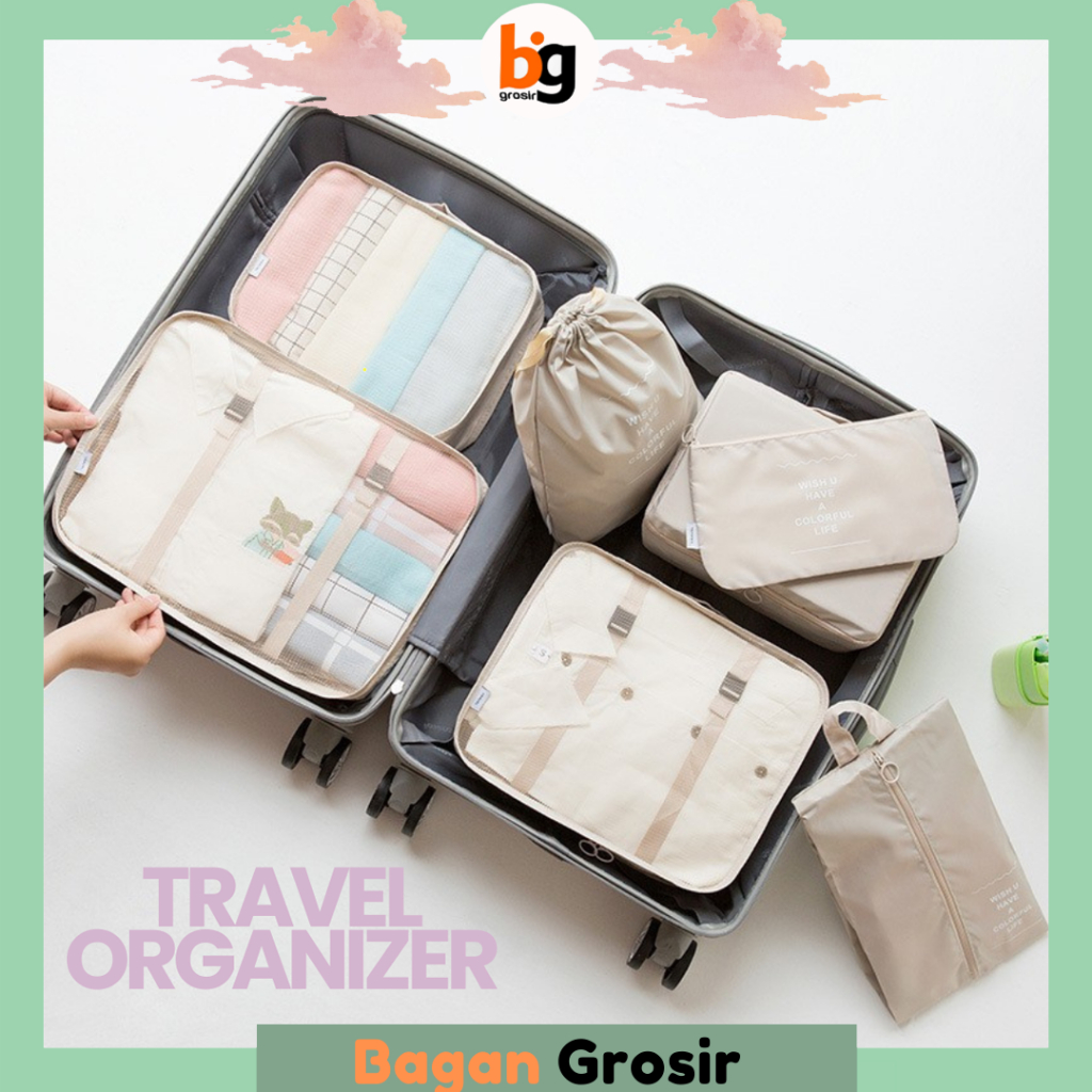 Jual BG Tas Travel Laundry Bag 7 in 1 Organizer Tas Koper Luggage Set ...