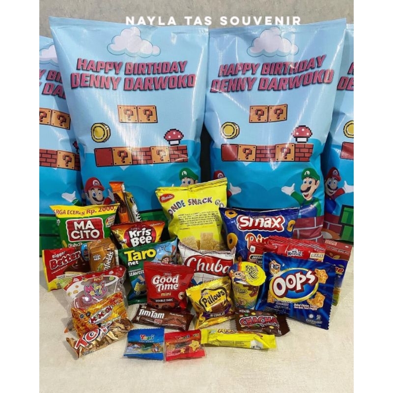 Jual GIANT POUCH SNACK JUMBO UK.35x60 CM/POUCH SNACK ULTAH RESLETING ...