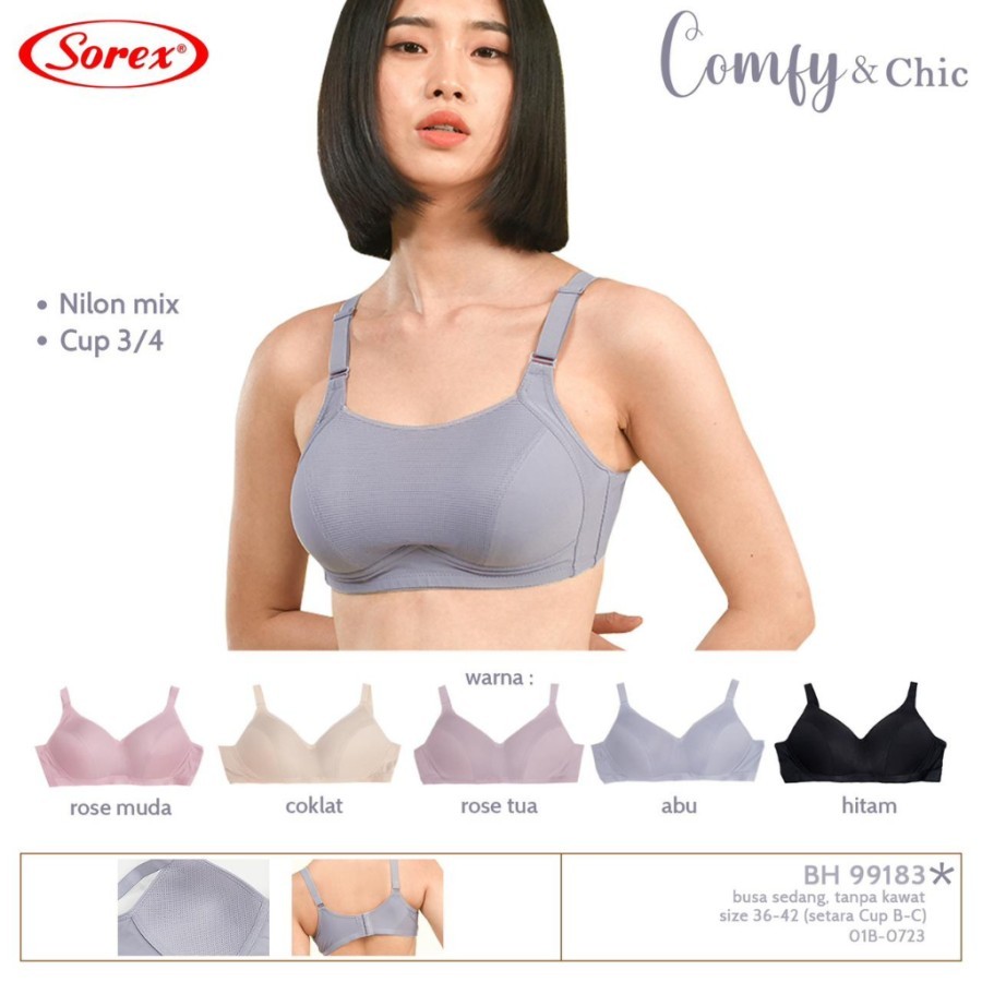 Jual Sorex 99183 Bra Busa Tipis Tanpa Kawat Kait 3 Cup B | Shopee Indonesia