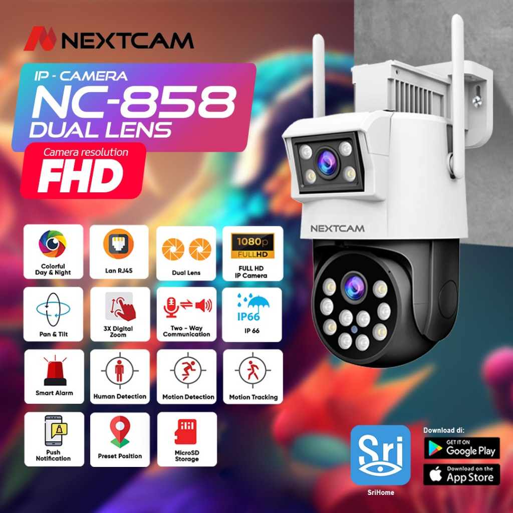 Jual Nextcam Kamera cctv Wireless Wifi Outdoor Dual Lens Dual camera ...
