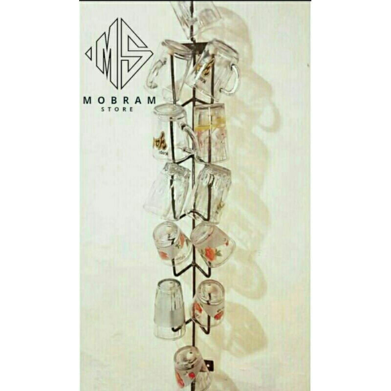 Jual RAK GELAS GANTUNG DINDING / RAK MUG / CANGKIR / TEMPAT GELAS NEMPEL DINDING 12 CUP | Shopee ...