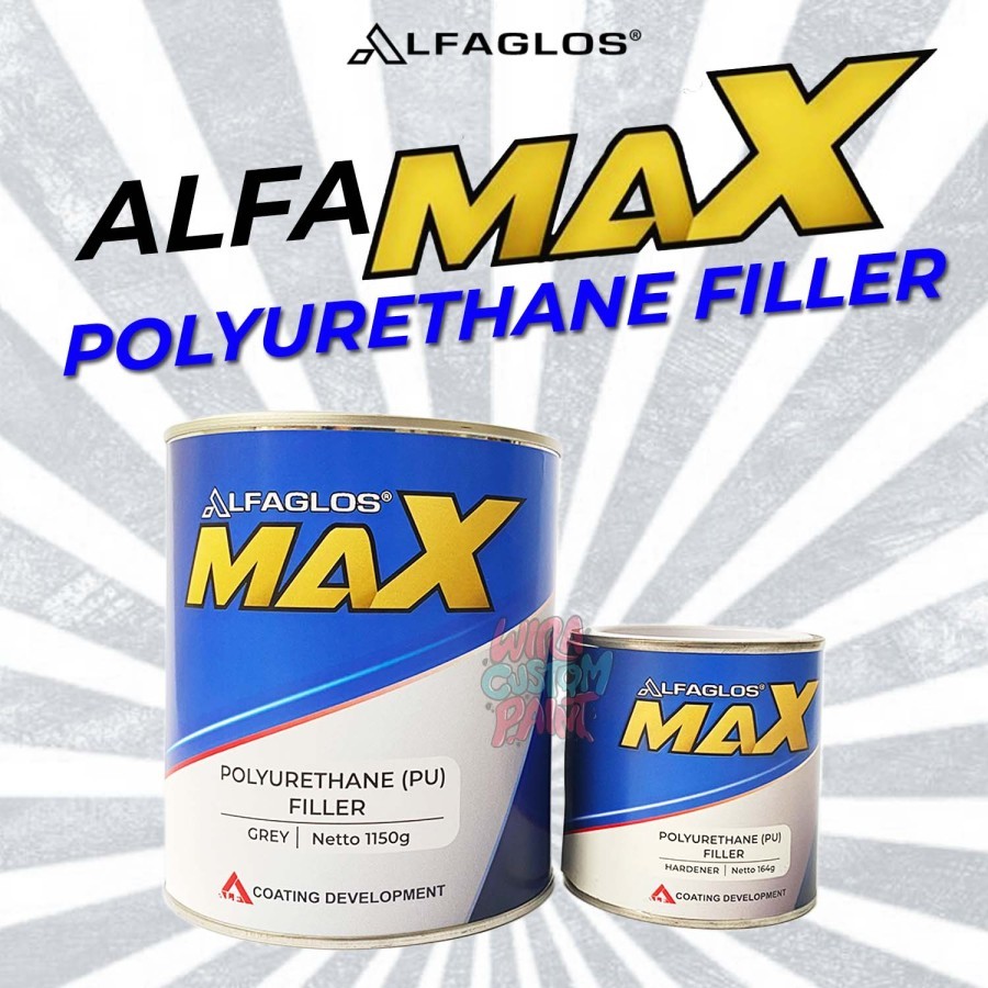 Jual ALFAGLOS MAX PU EPOXY FILLER GREY & BLACK 1.3 KG SET / EPOKSI ...