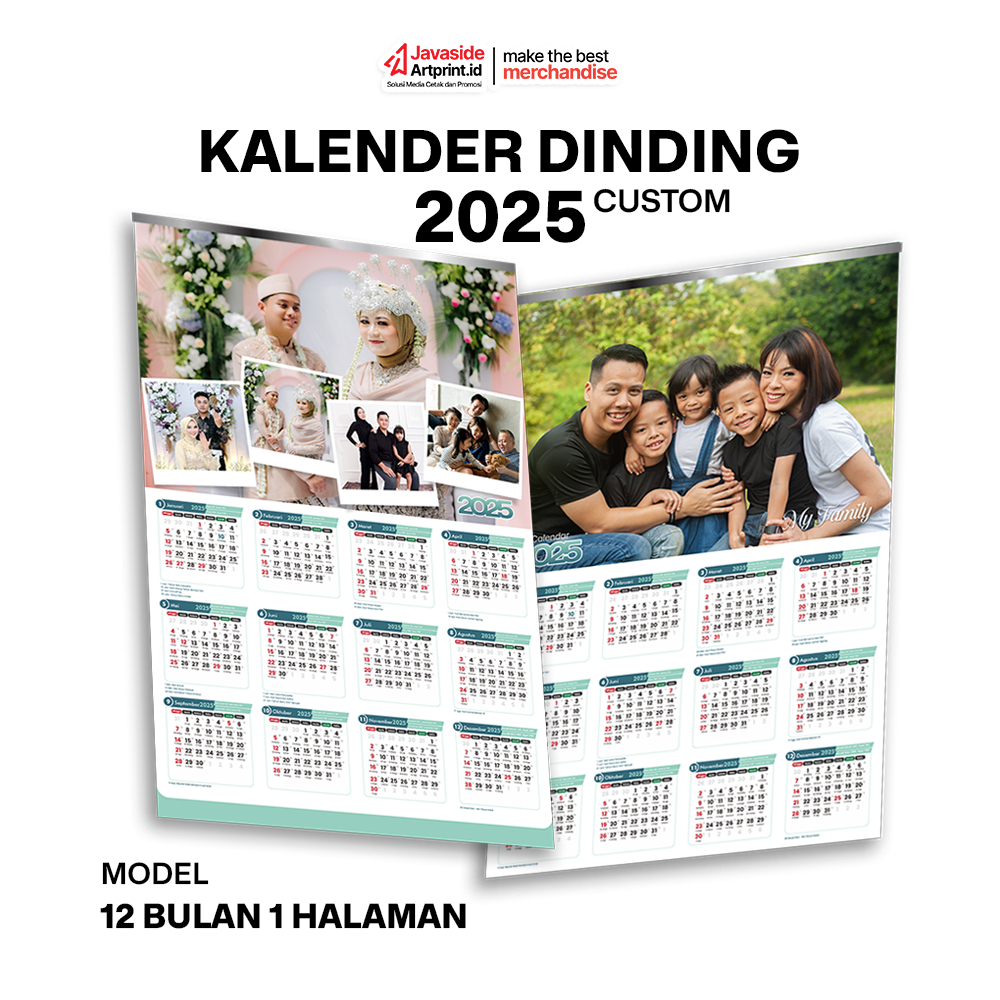 Jual Kalender Dinding 2025 Custom Foto model 1 Lembar ukuran A3 ...