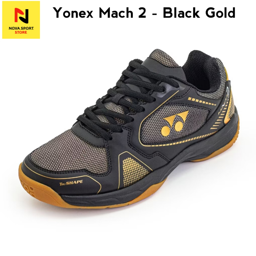 Jual Yonex Sepatu Badminton Mach 2 Black Gold | Shopee Indonesia