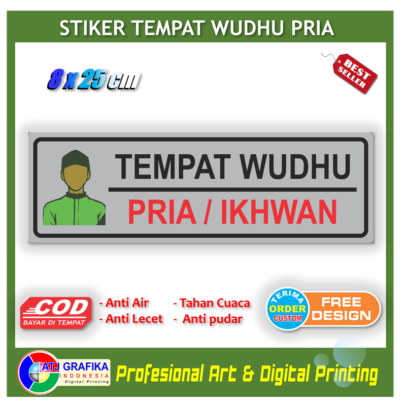 Jual Stiker tempat wudhu laki laki ikhwan sticker petunjuk arah area ...