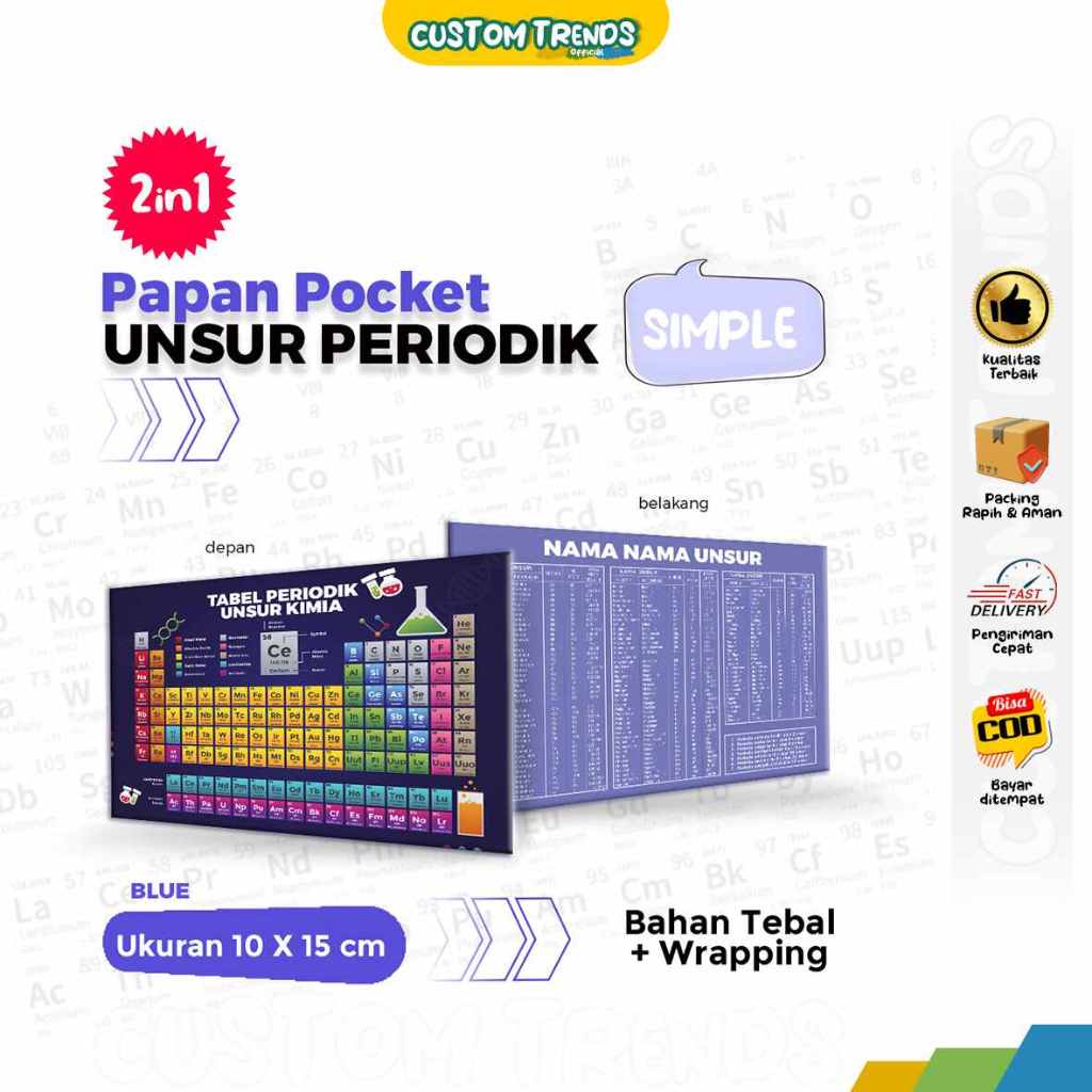 Jual Papan Hafalan Table Periodik Unsur Kimia Pocket Edition Praktis ...