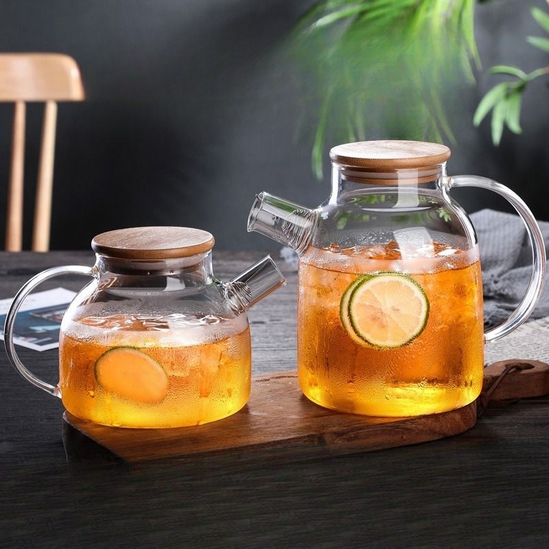 Jual ASHOME Teko air atau teh besar berbahan dasar kaca dan tutup kayu ...