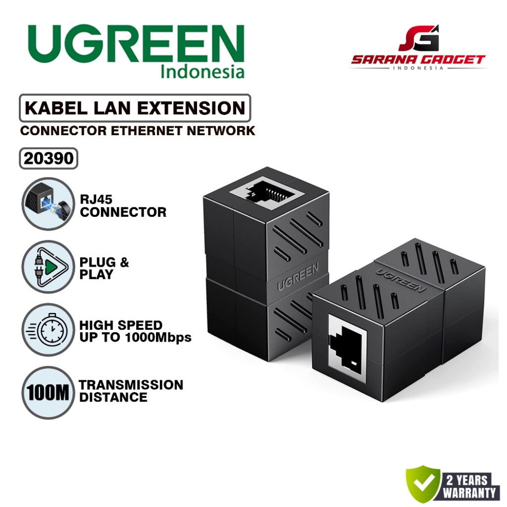Jual UGREEN 20390 LAN Konektor Adapter RJ45 Connector Barrel UTP RJ45 ...