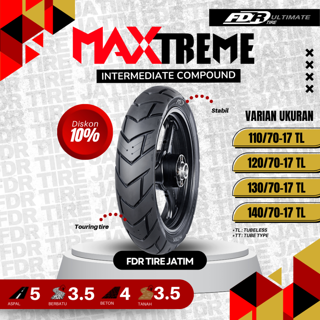 Jual FDR TL MAXTREME Ban Motor Ring 17 - Tubeless | Shopee Indonesia