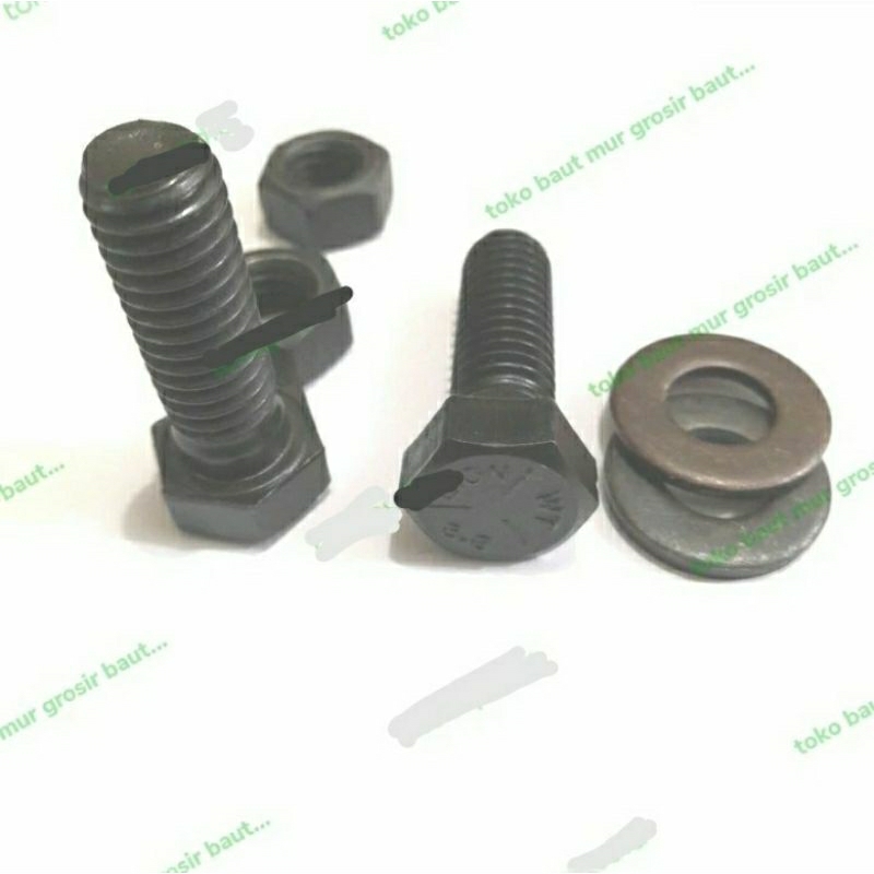 Jual baut Mur baja unc 8.8 1/2×1 1/2 (12×40) + ring | Shopee Indonesia