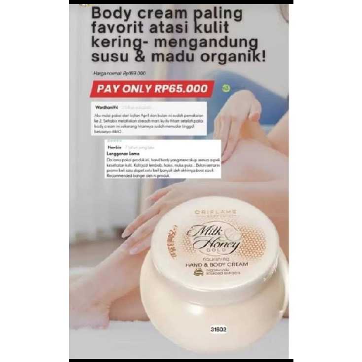 Jual Milk & Honey Gold nourishing Hand & Body Cream 250 ml (31602) | Shopee Indonesia