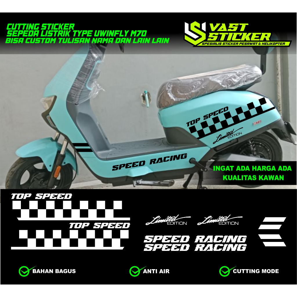 Jual stiker cutting sepeda listrik uwinfly m30 bisa custom nama dll ...