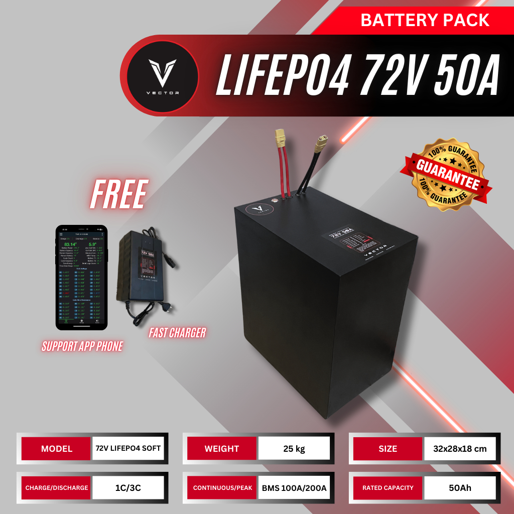 Jual Battery Pack Lifepo4 Custom 36V/48V/60V/72V 50A by Vector | Shopee Indonesia