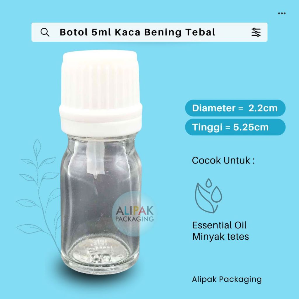 Jual Botol Tetes 5ml Kaca Bening Tebal Botol essential oil botol minyak ...