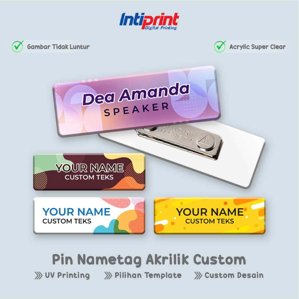Jual Pin Name Tag Custom - Acrylic Nametag Magnet / - Papan Nama Peniti ...