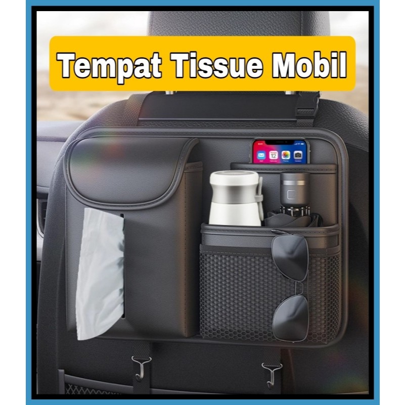 Jual Tempat tissue mobil premium kulit gantung pocket car organizer ...