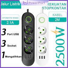 Jual Powerport 2500W Power Strip Power Soket standar Eropa Usb Charger ...