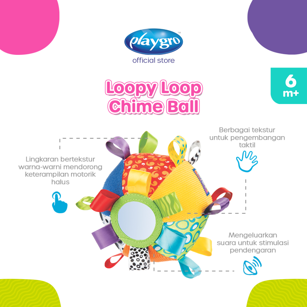 Jual Playgro Baby Loopy Loop Chime Ball - Mainan Bola Lembut Anak Bayi ...
