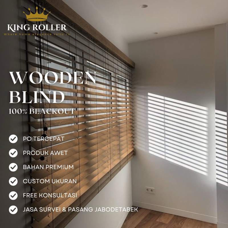 Jual Wooden Blind Krey Kayu Indoor PREMIUM Merk SHARP POINT Wood ...