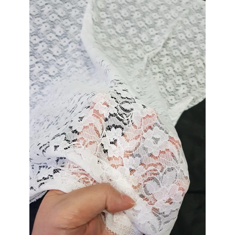 Jual BROKAT BUNGA TEROMPET PUTIH BROKAT KEBAYA BAHAN DRESS BAHAN DECOR ...