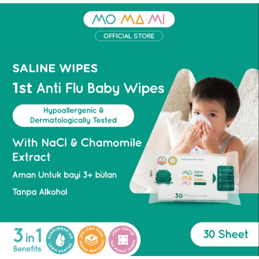 Jual Momami Baby Saline Wipes - Tisu Basah Anti Flu dengan NaCl untuk ...
