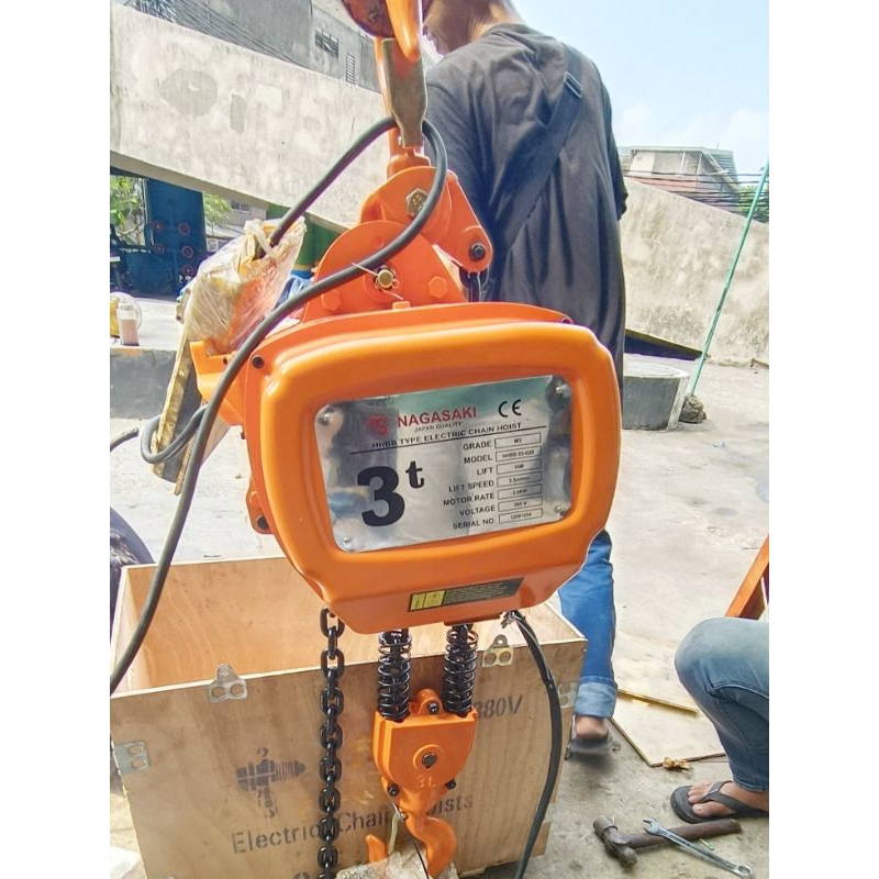 Jual Electric chain hoist kapasitas 3 ton 12 mtr 380V/3 phase nagasaki ...