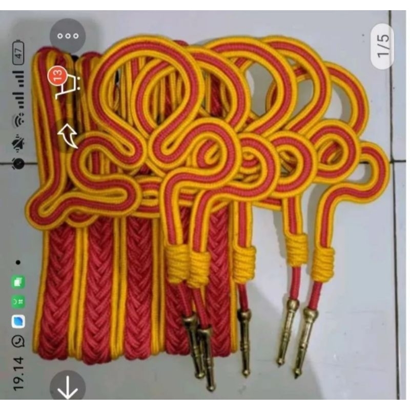 Jual TALI KOMANDO MERAH LIST KUNING/TALIKUR NAGA/TALI KOMANDO MURAH ...