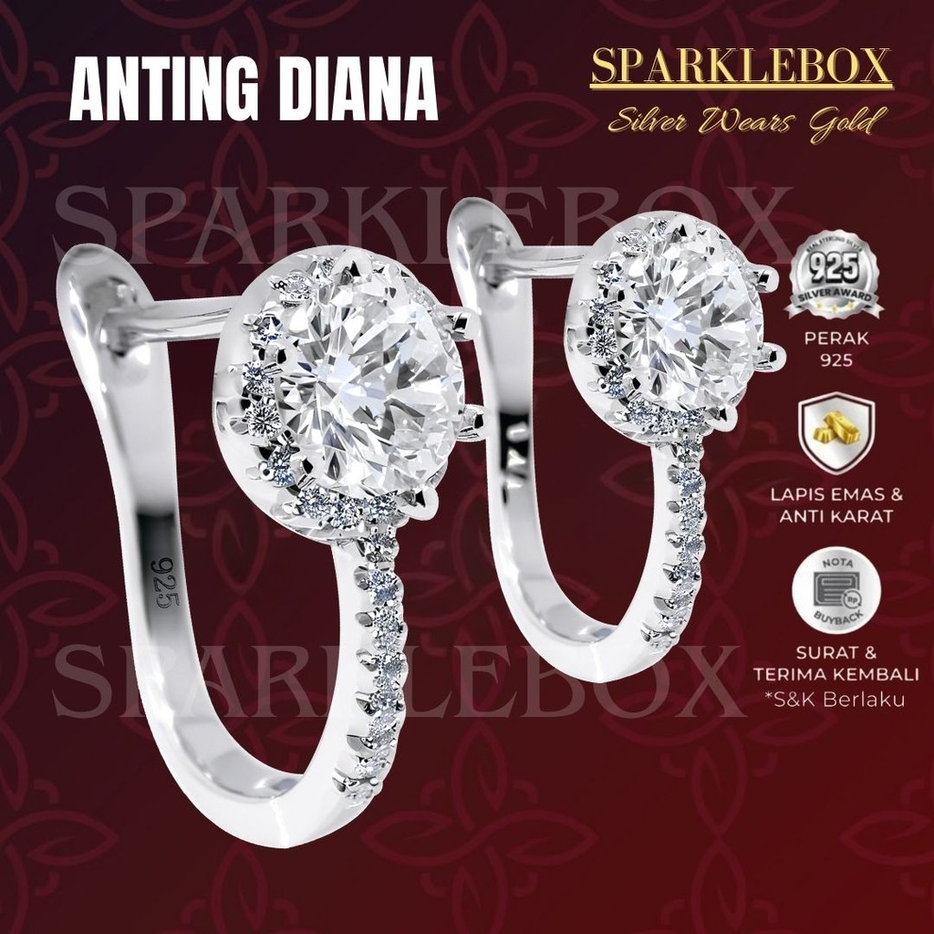 Jual anting perak wanita soliter DIANA lapis emas asli silver 925 anti karat bersertifikat ...