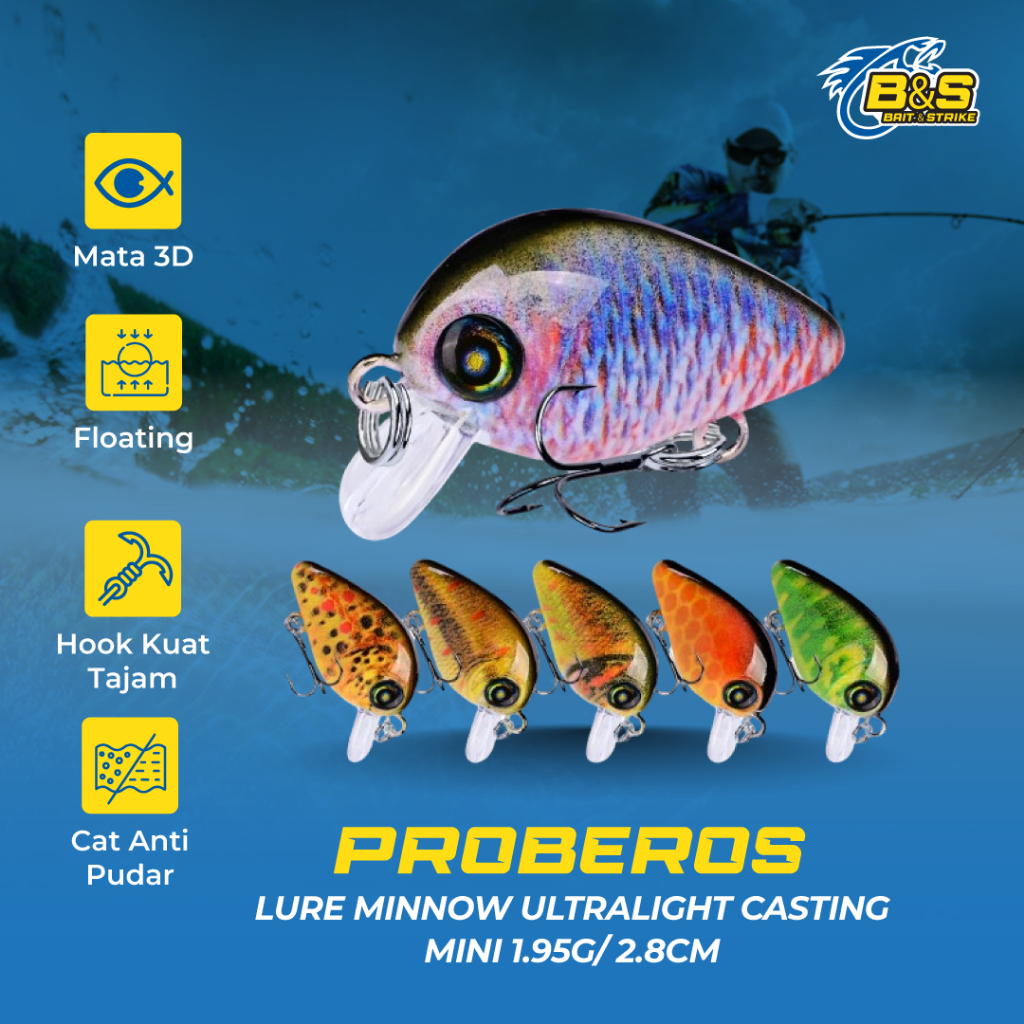 Jual Proberos Lure minnow mini 1.95g / 2.8cm Umpan Ultralight Casting ...
