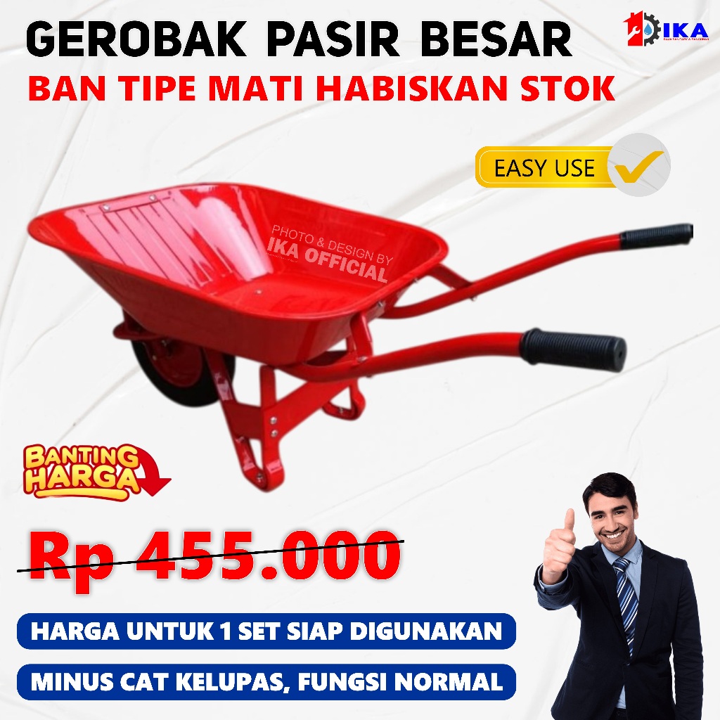 Jual Gerobak Pasir Merah / Gerobak Pasir Ban Hidup dan Mati / Gerobak ...