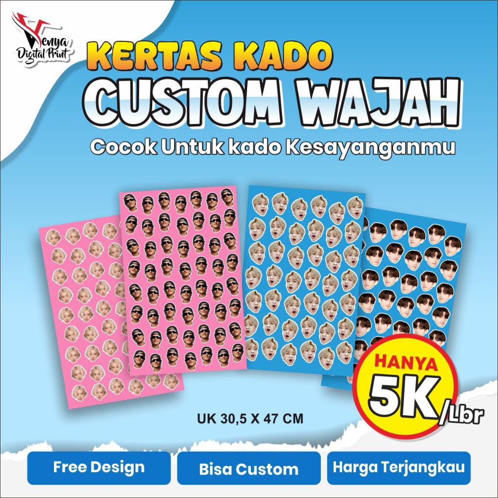 Jual KERTAS KADO CUSTOM WAJAH AYANG KPOP BTS / Kertas Kado Viral Custom ...