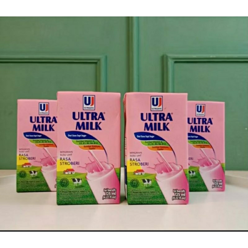 Jual Susu kotak Ultra Milk Rasa Strowbery 125 ml 1 karton ( isi 40 ) | Shopee Indonesia