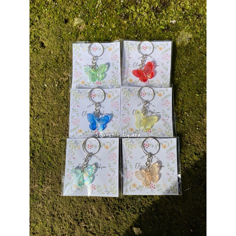 Jual 50 pcs || Souvenir Keychain Butterfly Mix Warna/Gantungan Kunci ...