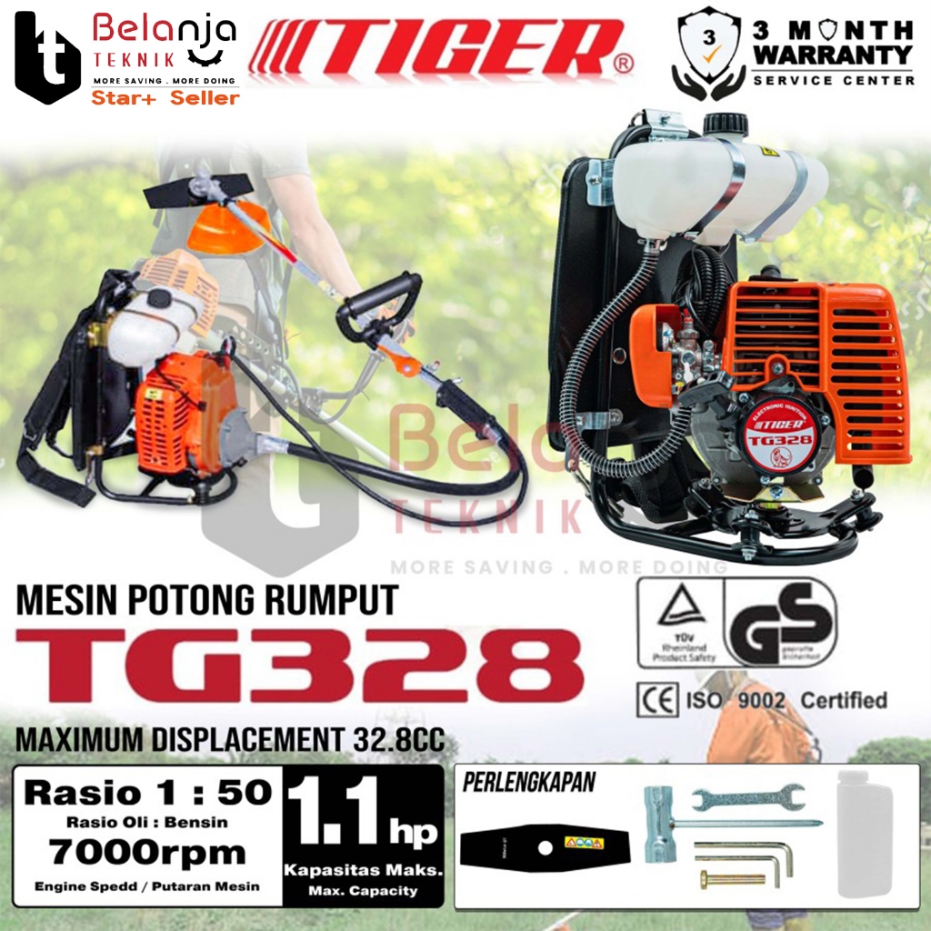 Jual Mesin Potong Rumput Gendong Tiger TG 328 Brush Cutter 2 Tak TG328 ...