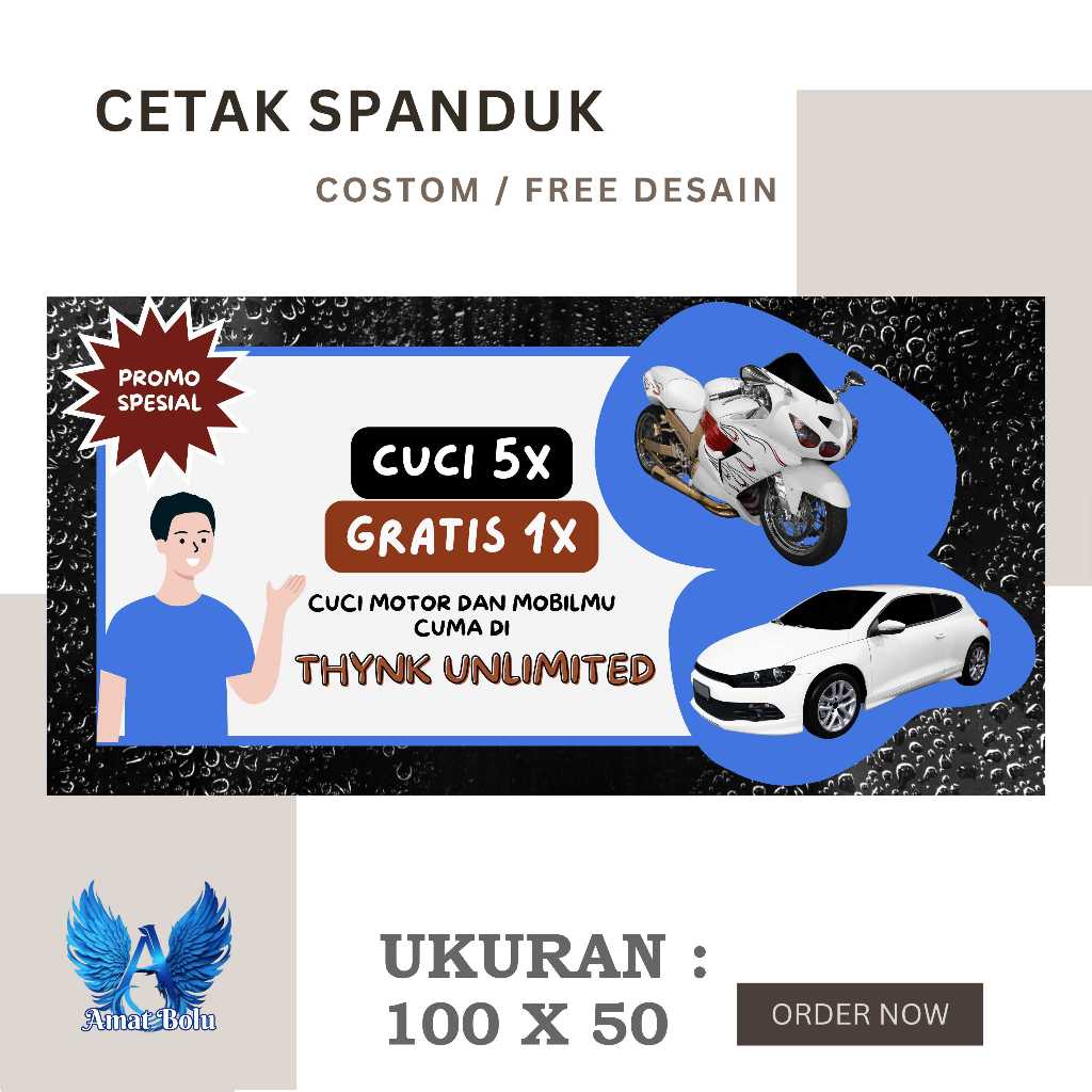 Jual Spanduk ,Banner CUCI MOTOR Ukuran 100X50 cm Costom Desain | Shopee ...