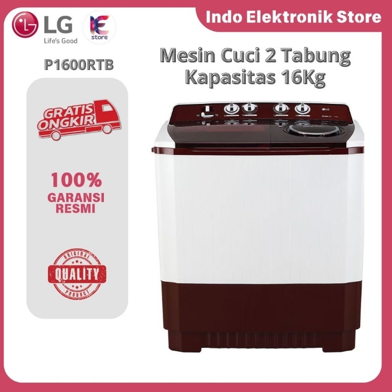 Jual LG Mesin Cuci 2 Tabung P1800RTM Kapasitas 18kg - Original Produk ...