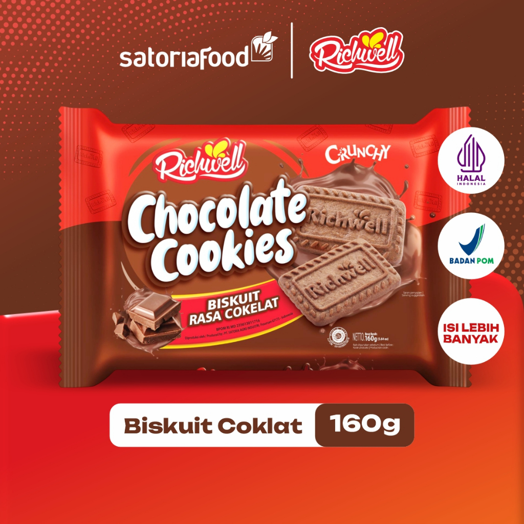 Jual Richwell Cookies Chocolate 160g | Cemilan Snack Biskuit Kukis ...