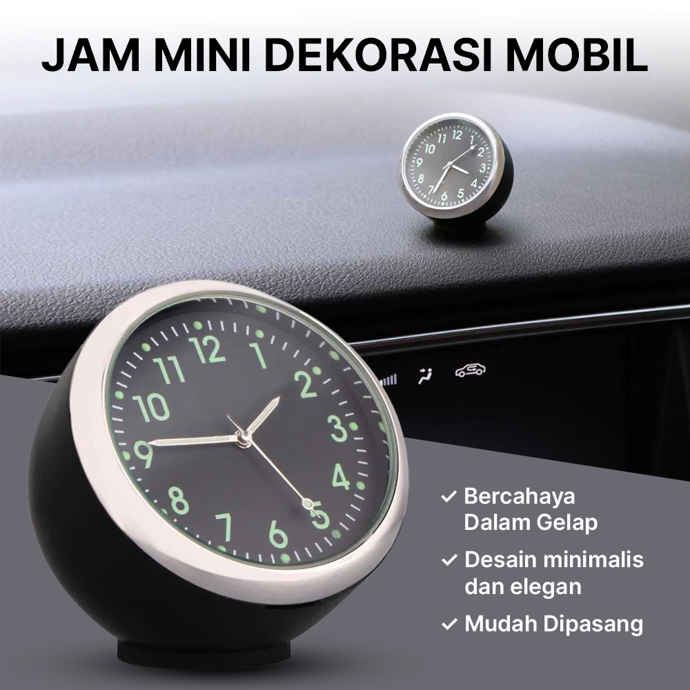 Jual Dekorasi Jam Analog Interior Mobil Pajangan Quartz Car Dashboard Classic Clock Luminous ...