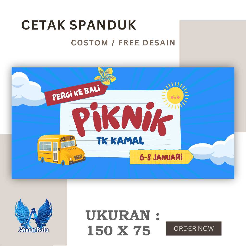 Jual Spanduk ,banner PIKNIK Ke BALI , Ukuran 150X75 cm Costom Desain ...