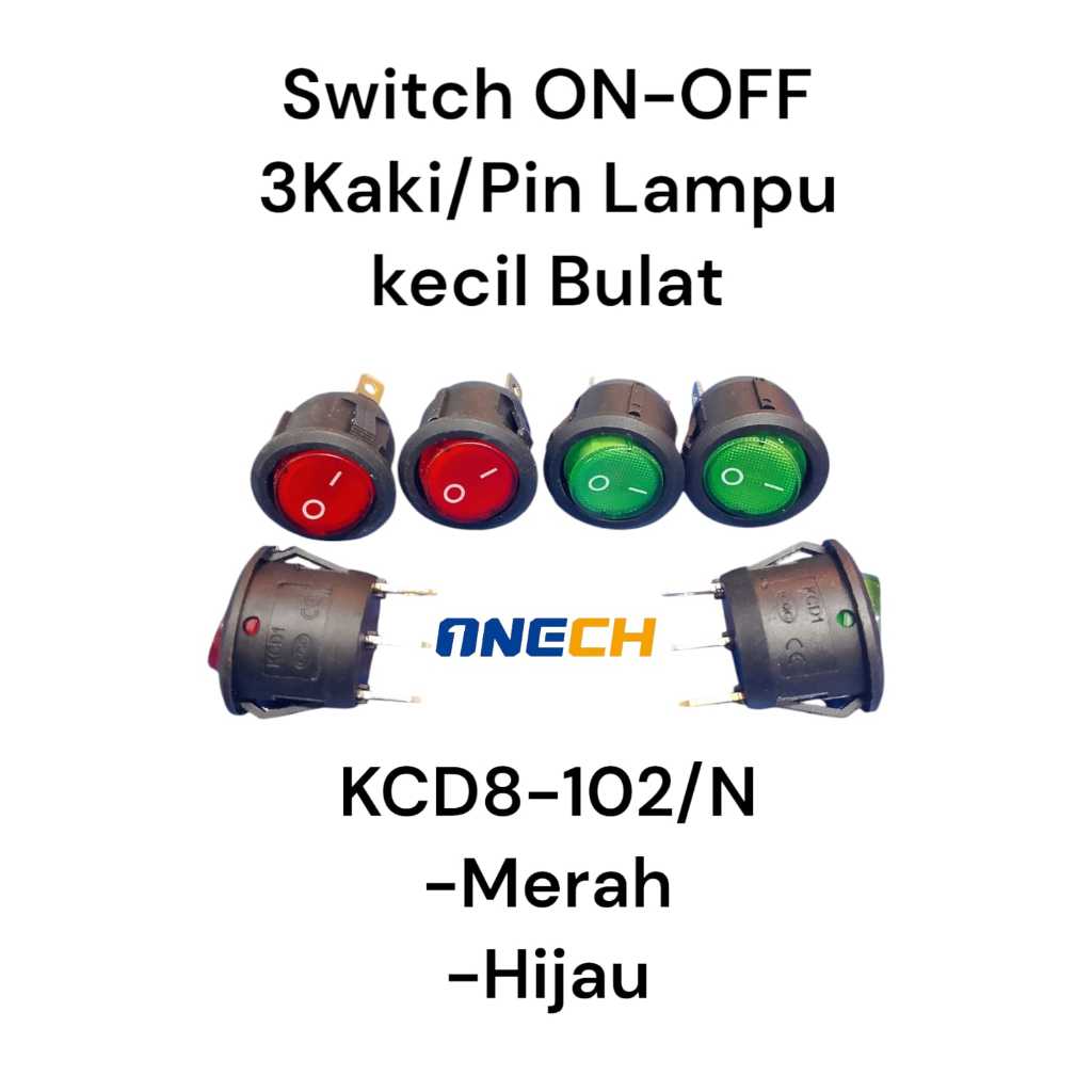 Jual Rocker Switch/Saklar Switch Bulat 3 Pin (On Off + Lampu) | Shopee ...