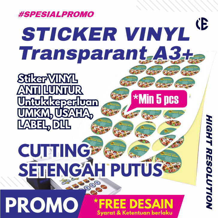 Jual STICKER VINYL Transparant Cutting Setengah Putus / STICKER KEMASAN ...