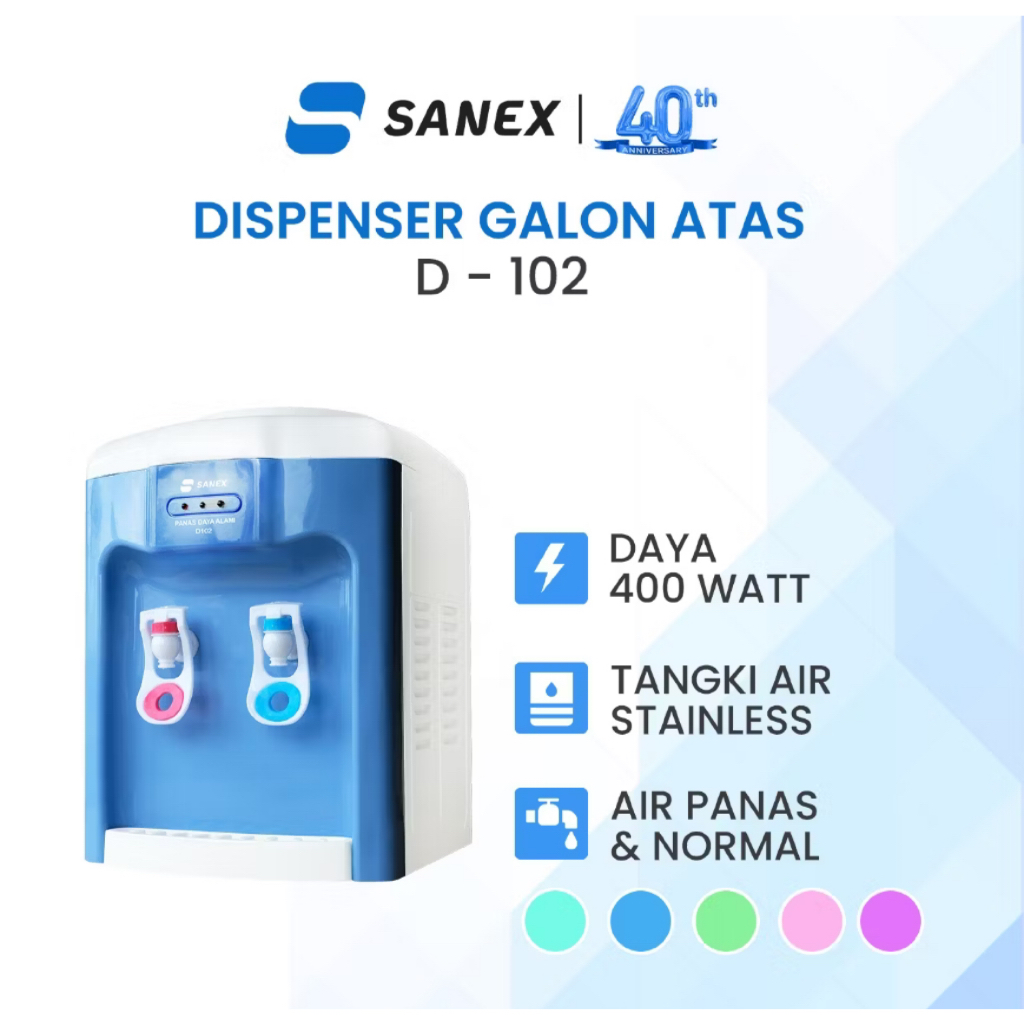 Jual SANEX DISPENSER AIR GALON ATAS D-103 2 KRAN PANAS DAN NORMAL ...