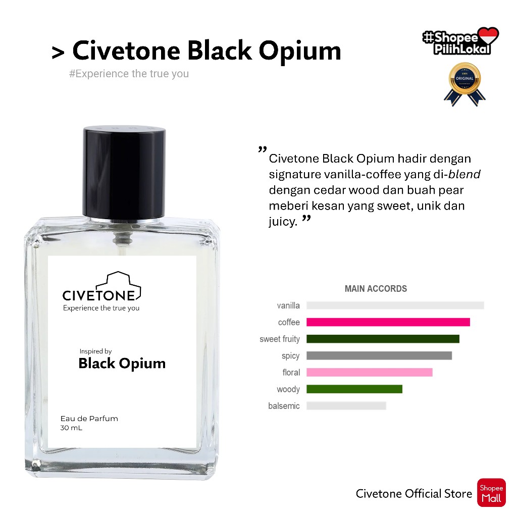 Jual CIVETONE Parfume - Black Opium v1 | EDP | Shopee Indonesia