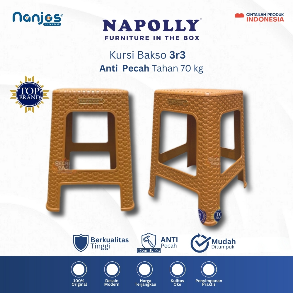 Jual Napolly Kursi Rottan / Bangku Plastik Napolly STOOL /Kursi Bakso ...