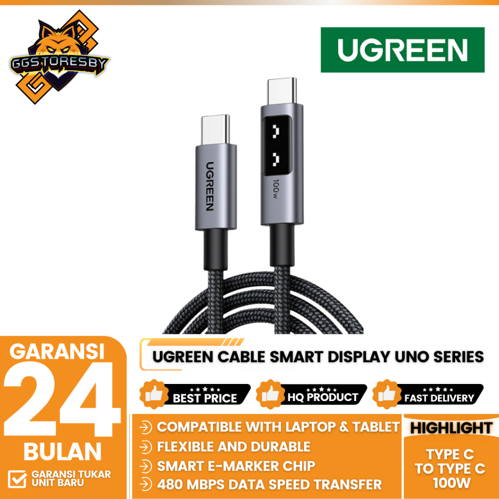 Jual Ugreen Cable Smart Display Uno Series Pd Type C To Type C 100W - 35512 35501 | Shopee Indonesia