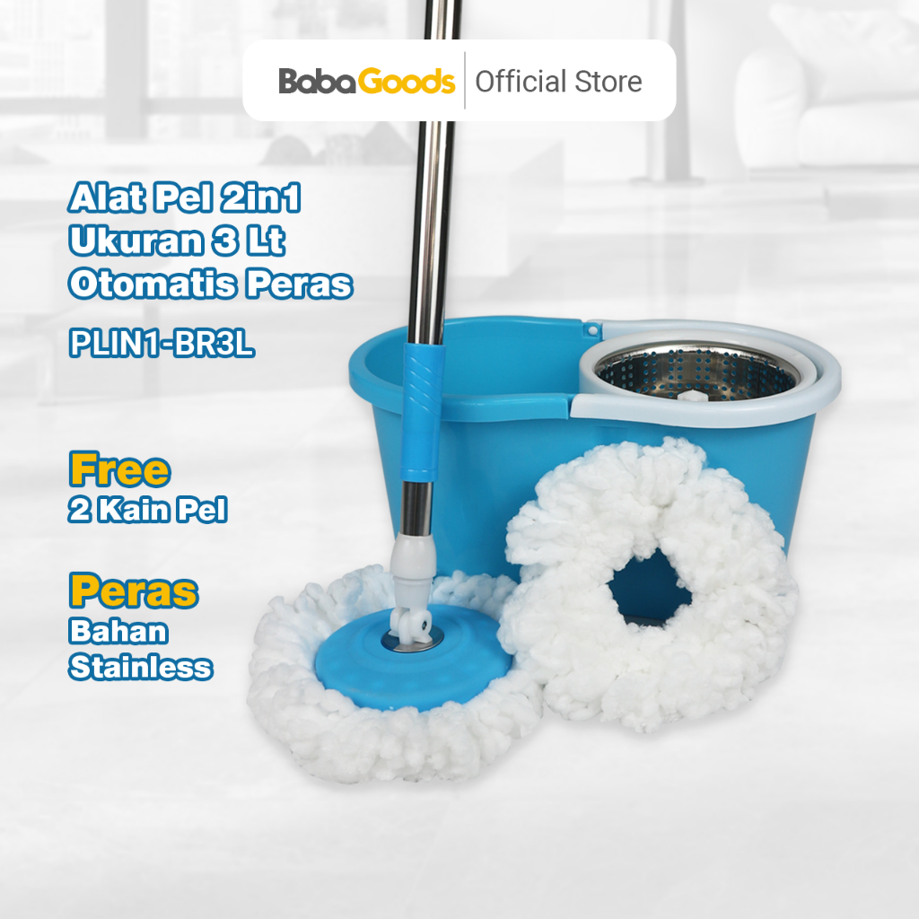 Jual Pel Lantai dan Ember Putar Rotary Mop 3 liter 2 in 1 360 Spin Mop ...