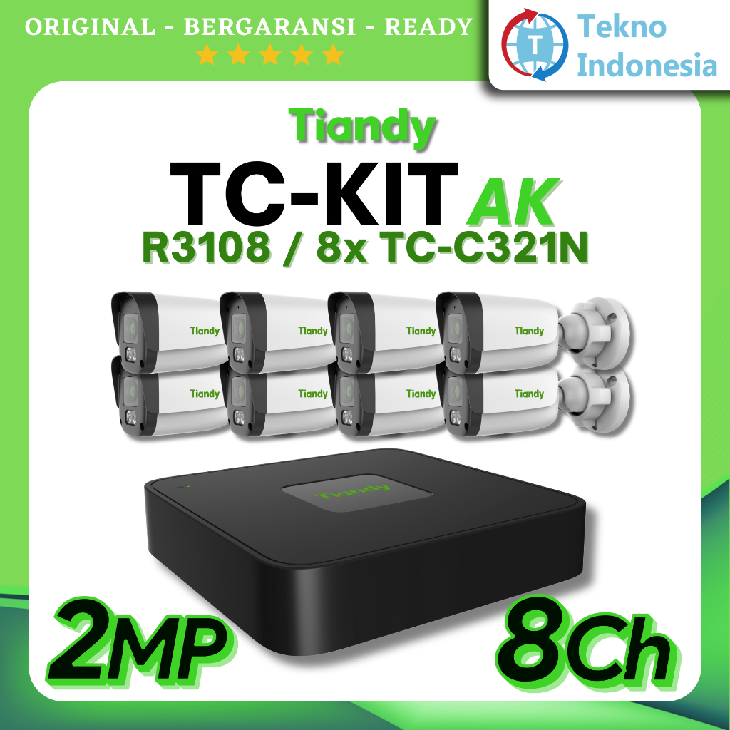 Jual Tiandy TC-KIT 8CH NVR R3108 8 Camera IP TC-C321N Outdoor (8*2MP+POE NVR 8ch) Paket 8CH ...