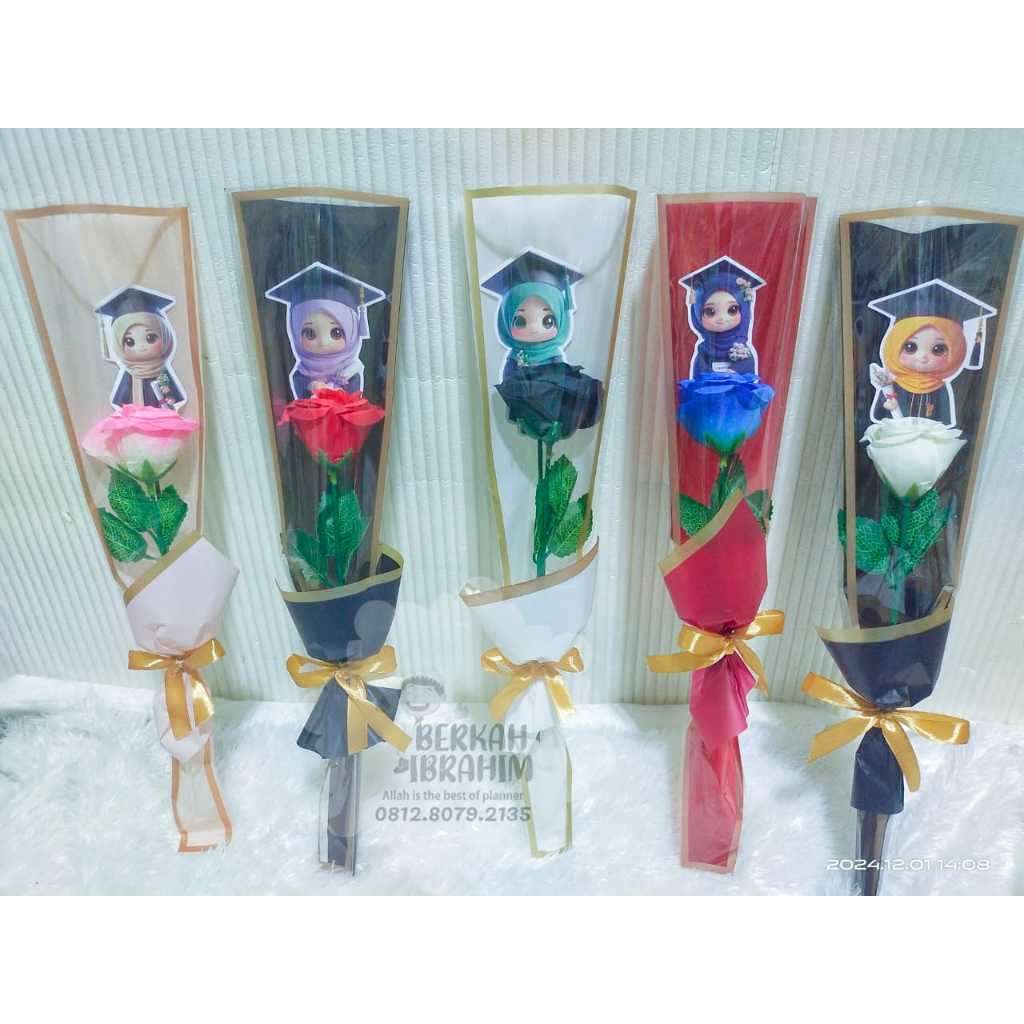 Jual 018 SRW| SINGLE ROSE WISUDA WANITA |TOPPER CEWEK HIJAB | BUNGA 1 ...