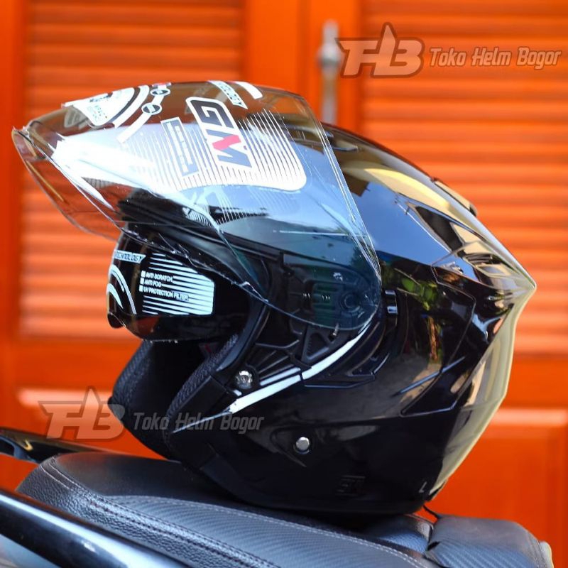 Jual GM fury solid helm GM half face double visor 100% original SNI ...
